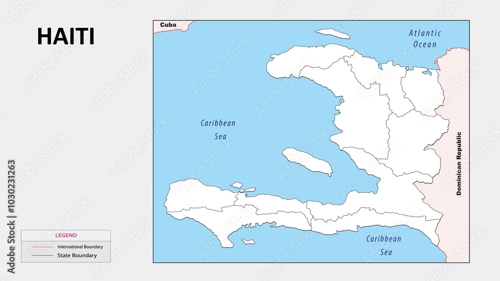 Foto de Haiti Map. Political map of Haiti with state border in outline ...