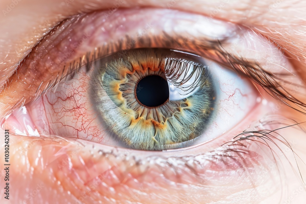 Human Eye with Conjunctivitis extreme close up. Closeup irritated ...