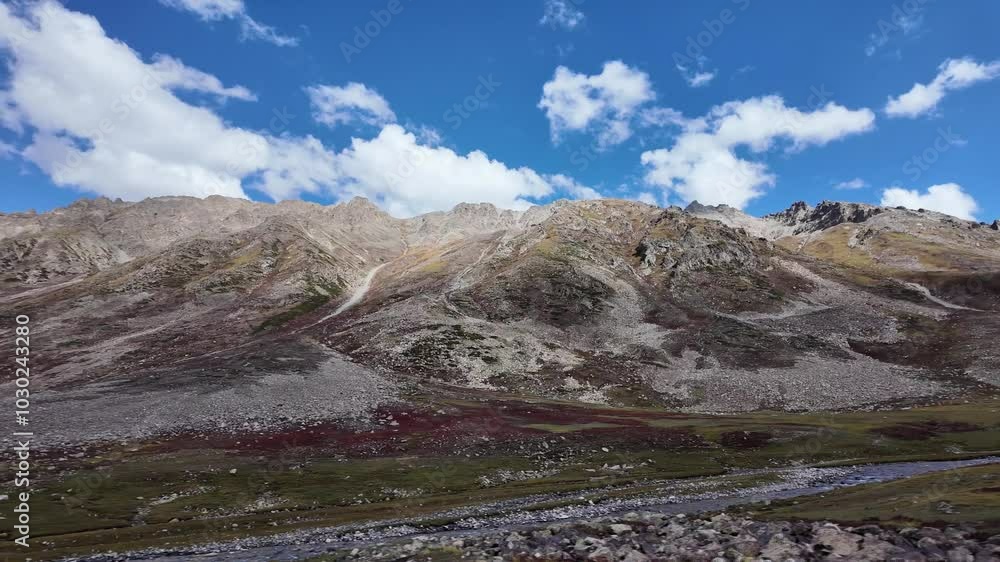 4K River Landscape Side View of Crystal Clear White Water Flowing Over ...