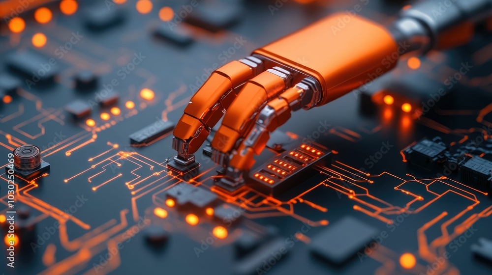 Conceptual image of an advanced system analyzing a 3D model and ...