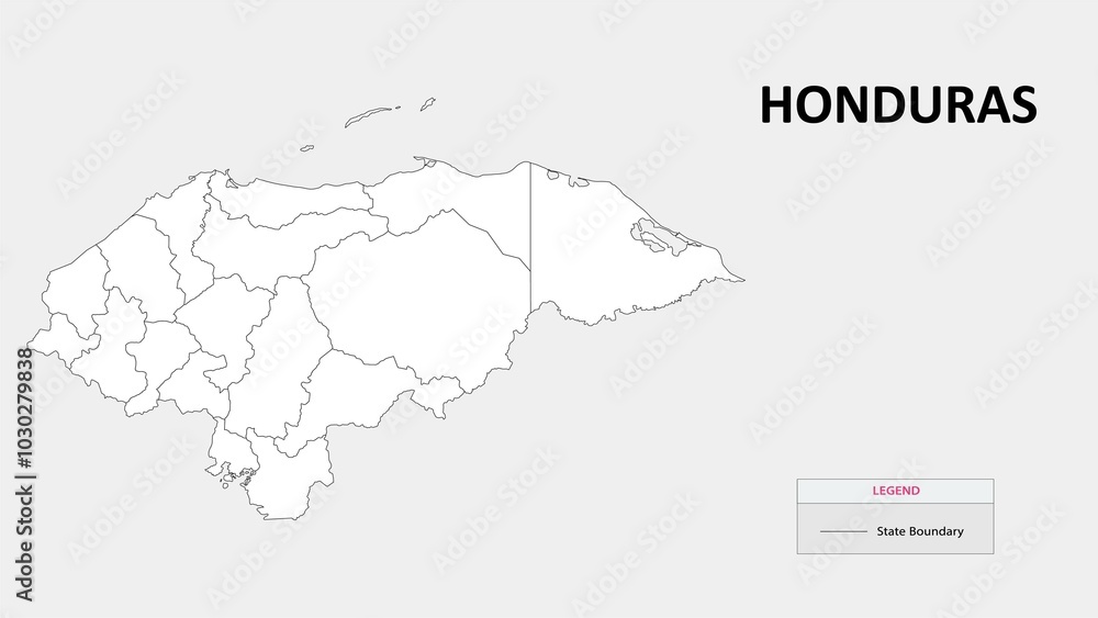 honduras Map. State map of honduras. Administrative map of honduras ...