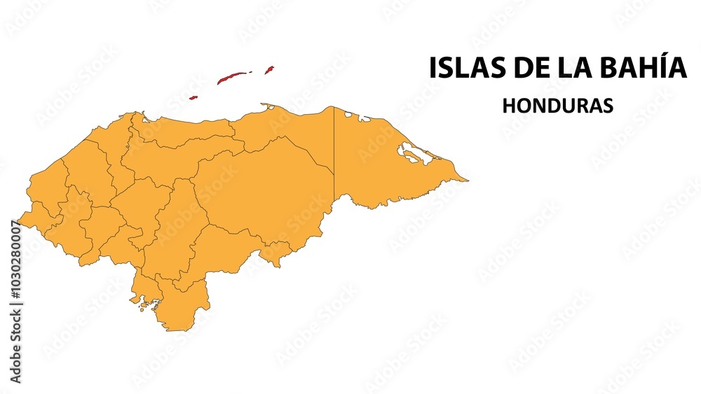 Islas de la Bahía Map is highlighted on the honduras map with detailed ...