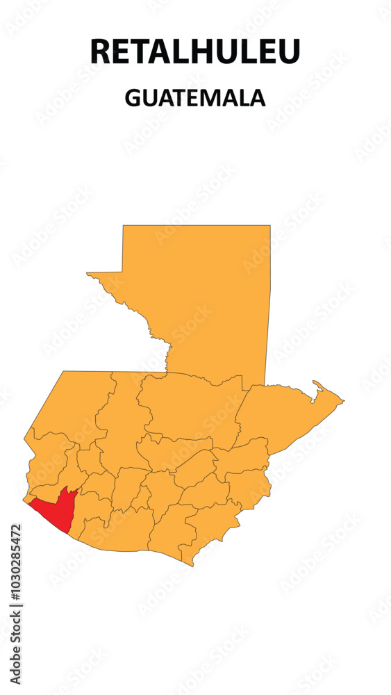 Retalhuleu Map is highlighted on the Guatemala map with detailed state ...