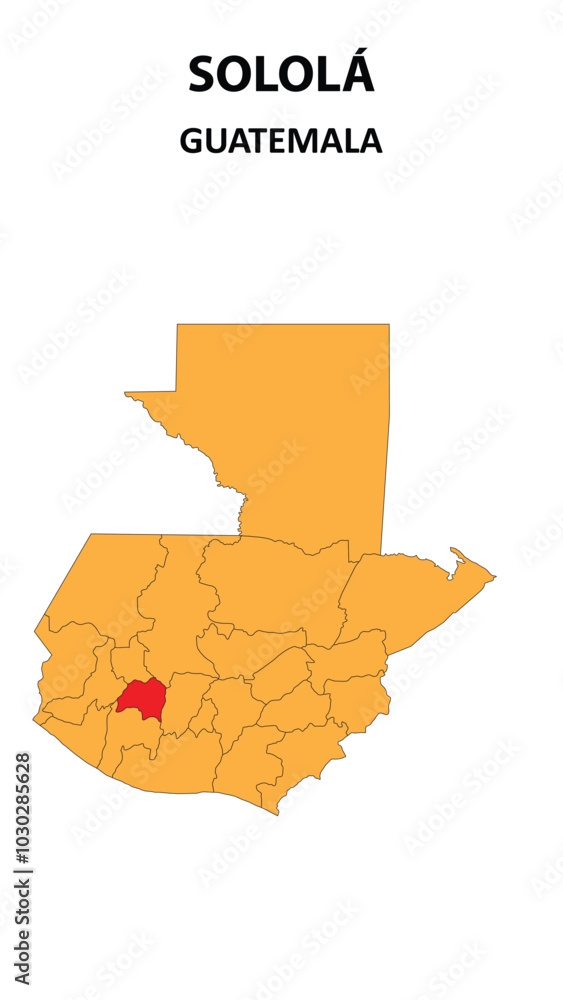 Sololá Map is highlighted on the Guatemala map with detailed state and ...