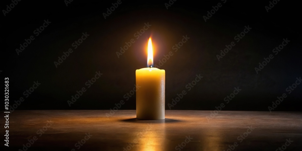 Minimalist photo of a solitary candle in the dark, creating a sense of ...