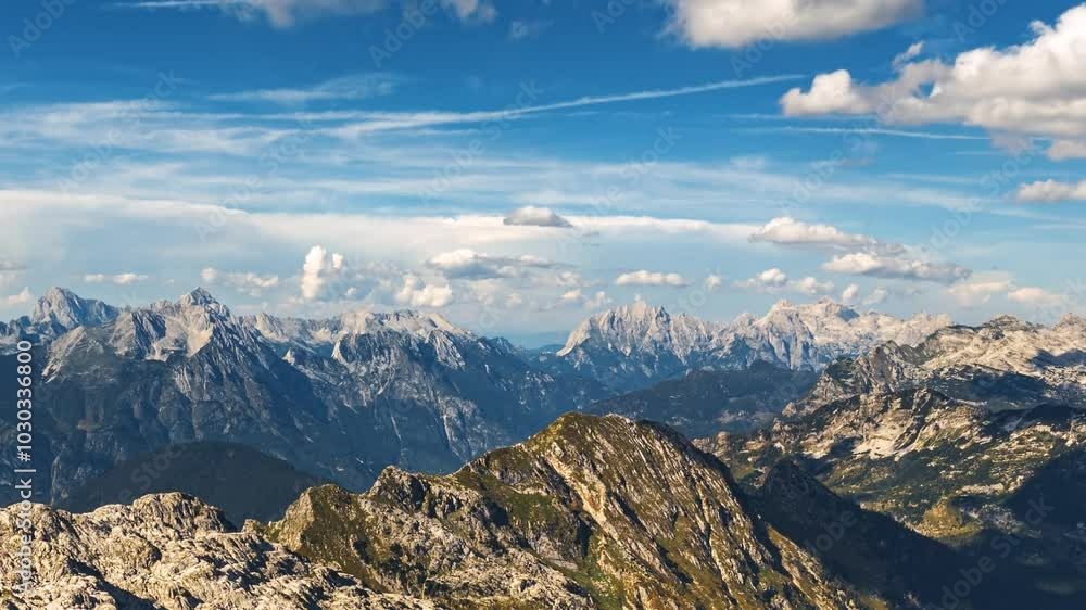 Panorama of beautiful mountains of Triglav national park Julian alps ...