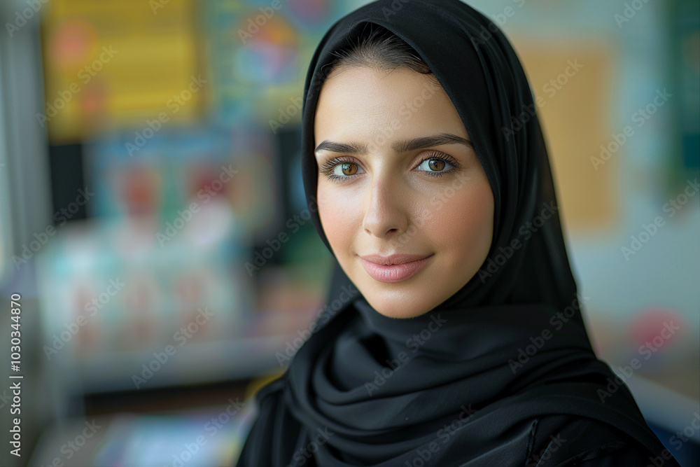 Arabian woman in traditional hijab clothes living in big city having ...