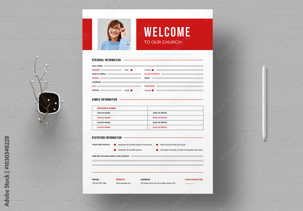 Church Welcome Form Template Layout Stock Template | Adobe Stock