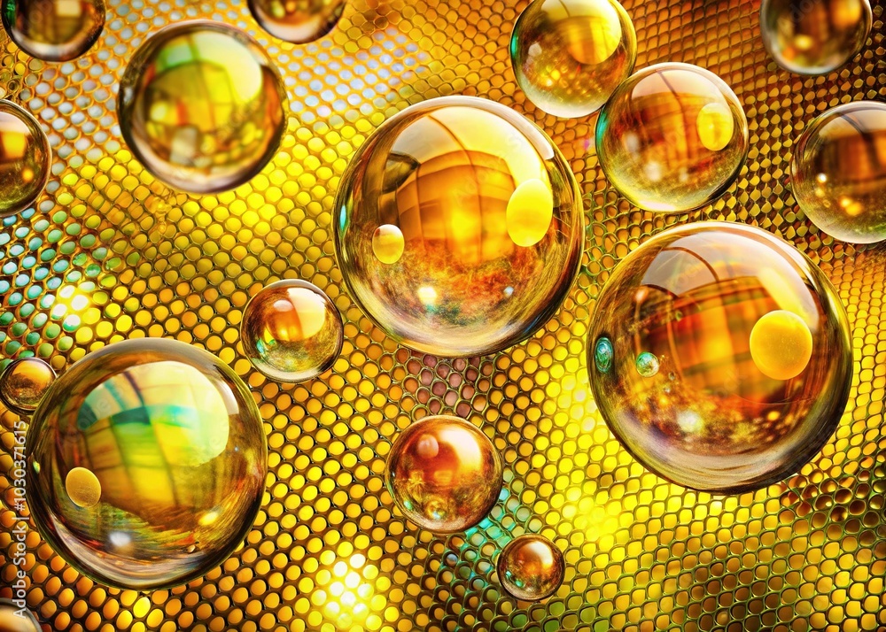 Lively yellow bubble pattern featuring brilliant jewel effects ...