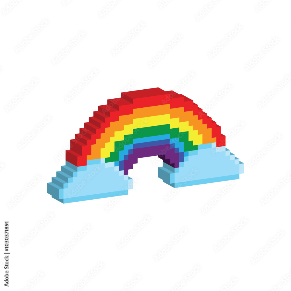 isometric 3d pixel Rainbow icon. Vector pixel art Rainbow sign 8 bit ...