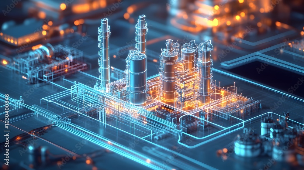 Lifecycle Management – A detailed 3D representation of an industrial ...