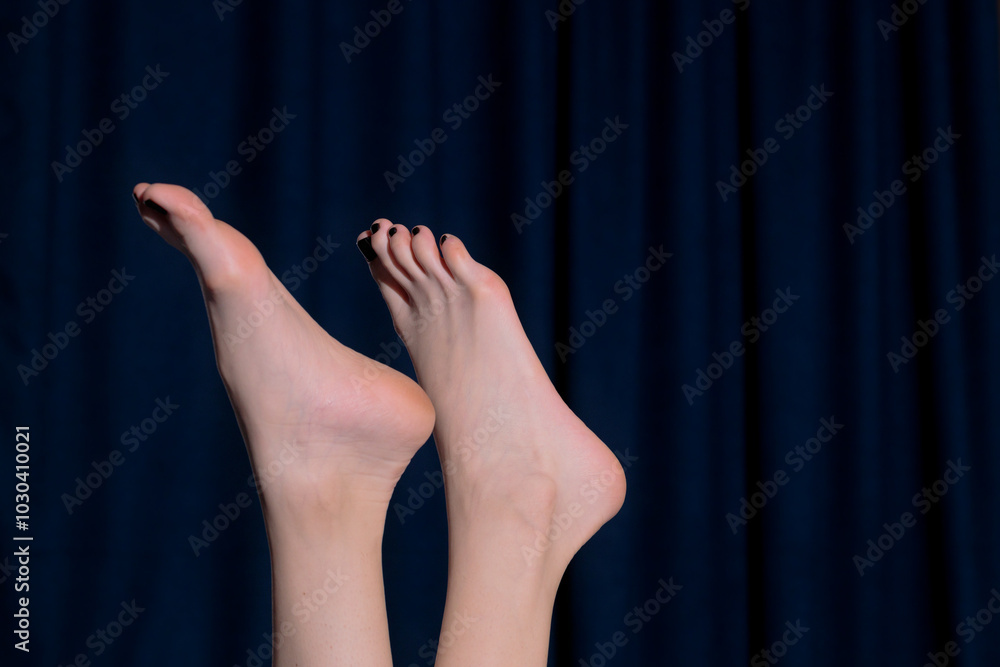 intimate model posing concept bare feet woman body part slender legs ...