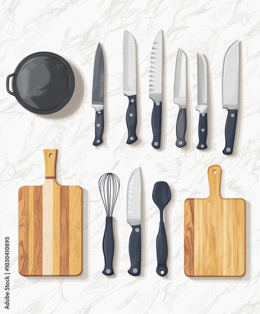 Elegant collection of sleek and modern kitchen tools and culinary ...