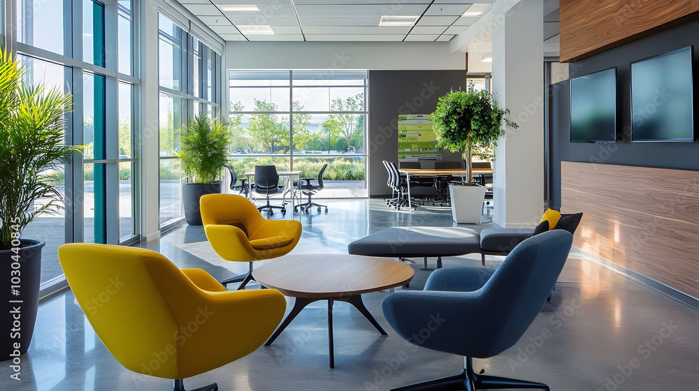 Contemporary Office Environment, spacious open layout, sleek design ...