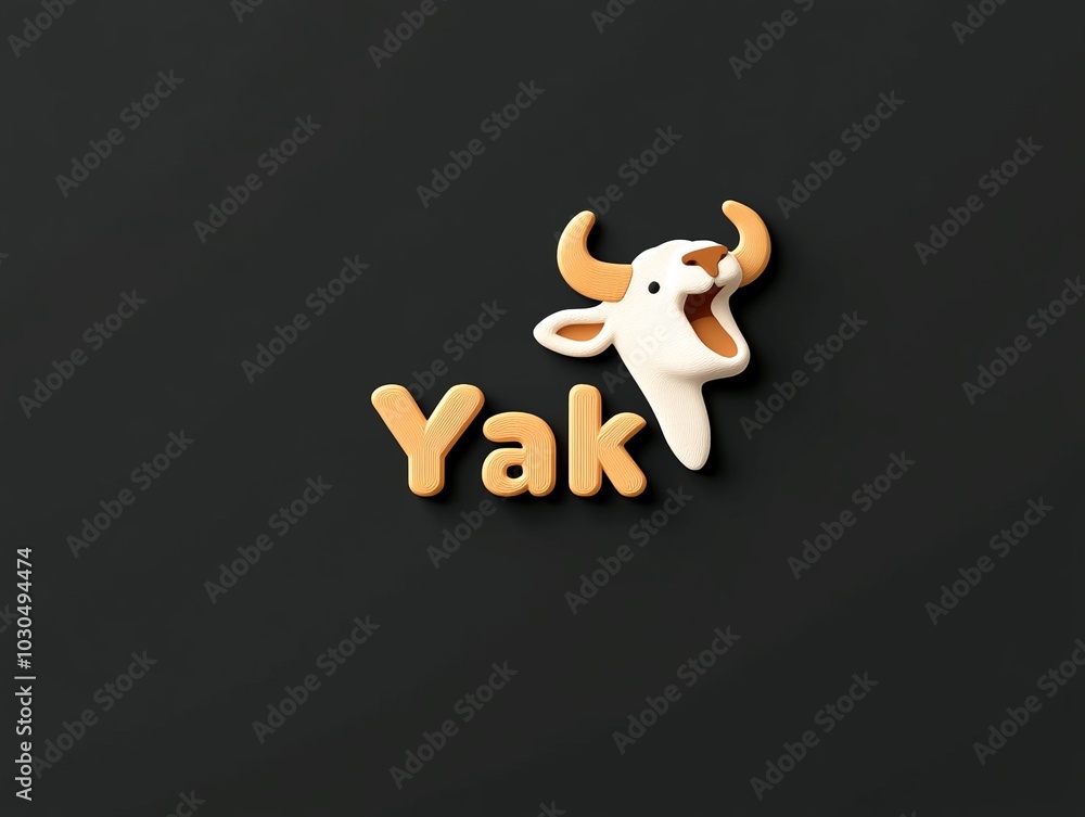 Cute cartoon-style yawning yak character with a letter "Yak" simple ...