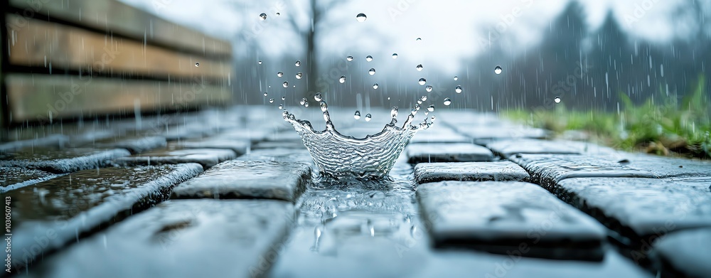 Water droplets splashing in slow motion, each droplet representing the ...