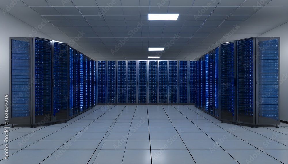 High-density server racks organized in a modern data center environment ...