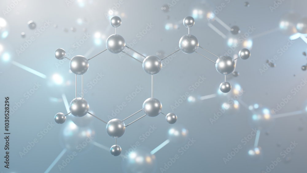 styrene molecular structure, 3d model molecule, precursor polystyrene ...