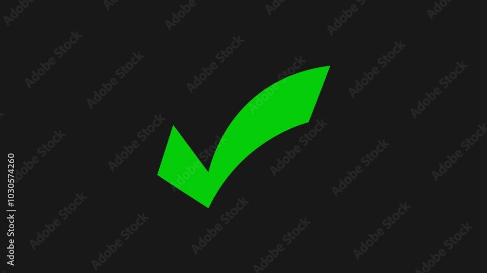Green check mark on transparent background. Check mark symbol animation ...