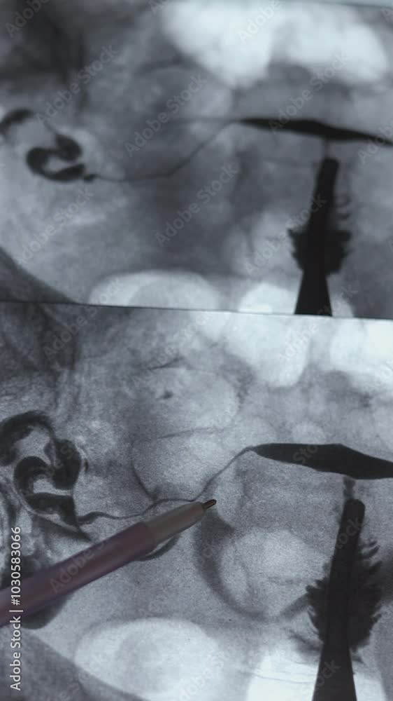 X-ray image of Hysterosalpingography (HSG). MRI with contrast agent ...