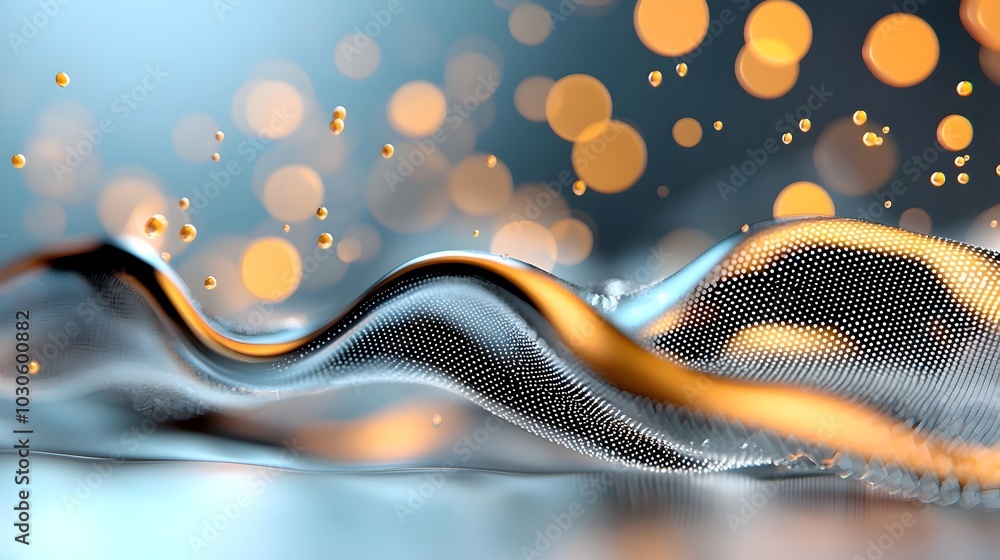 Detailed visualization of complex sound wave analysis with flowing ...