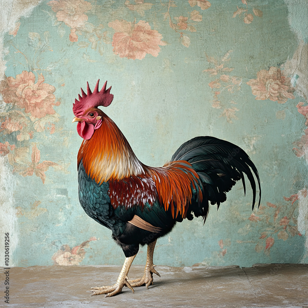 Beautiful Wallpaper with a Rooster Design, Ideal Farm Animal Poster or ...