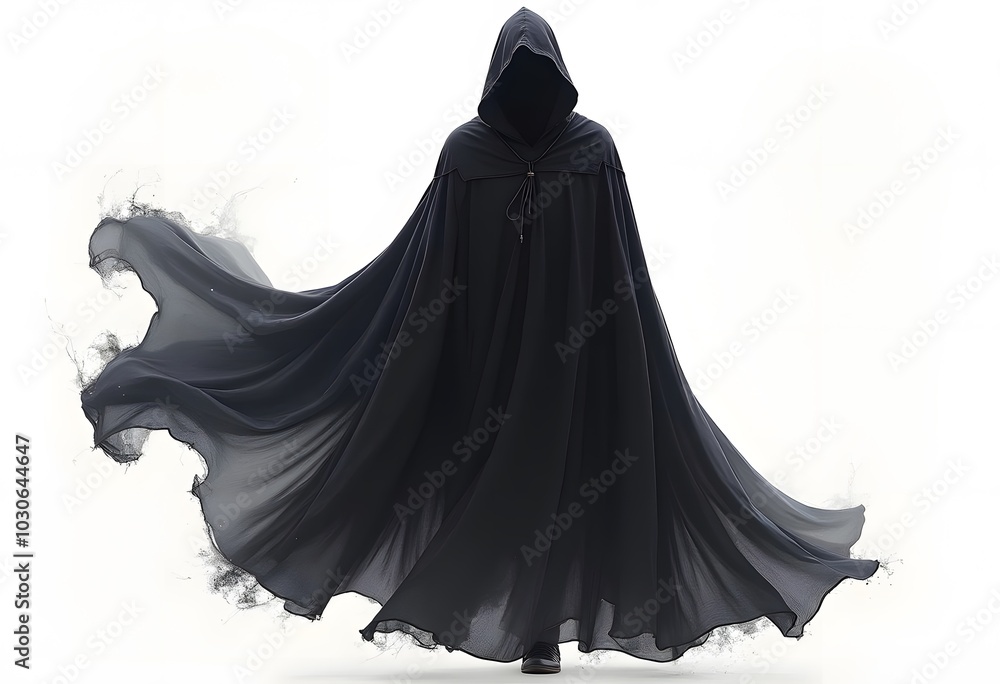 Realistic death hood, scary black robe. Isolated 3d vector eerie hooded ...