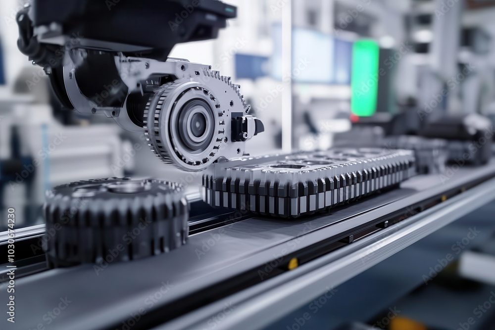 Industrial 3D scanner capturing detailed images of mechanical parts for ...