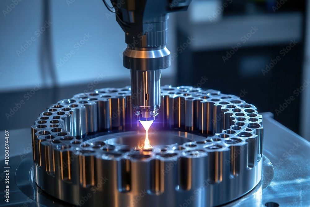 Industrial 3D scanner capturing detailed images of mechanical parts for ...