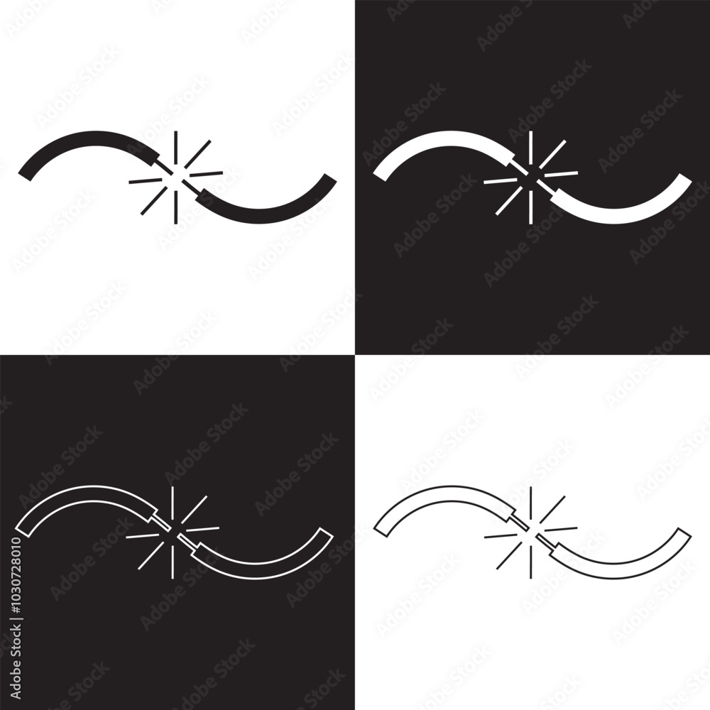 Cable wire line break icon simple graphic , cord rope stroke broken ...