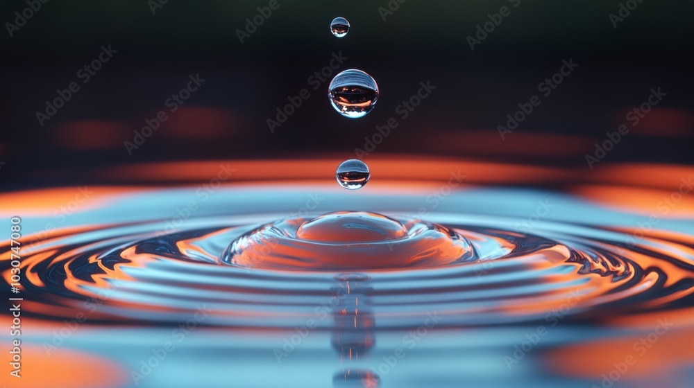 Una gota de agua cayendo y creando ondas en la superficie de un líquido ...