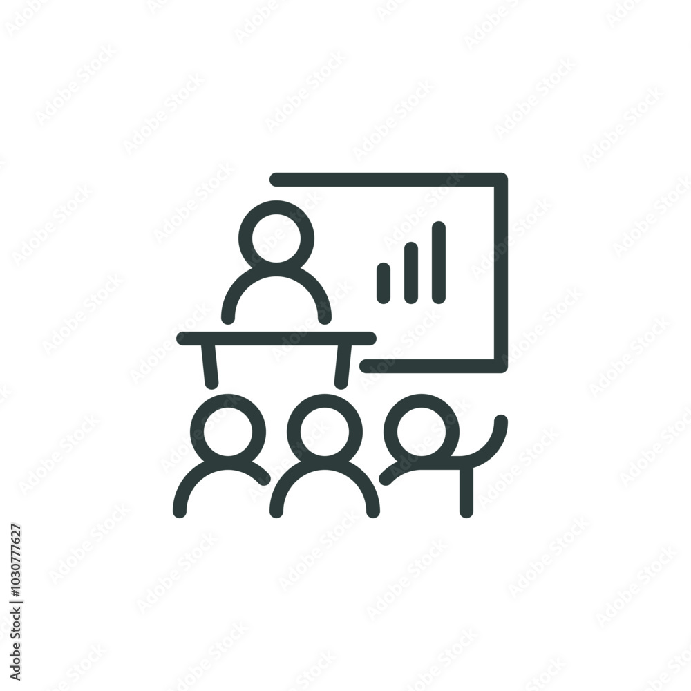 Training meeting, learning lesson, business presentation, outline icon ...