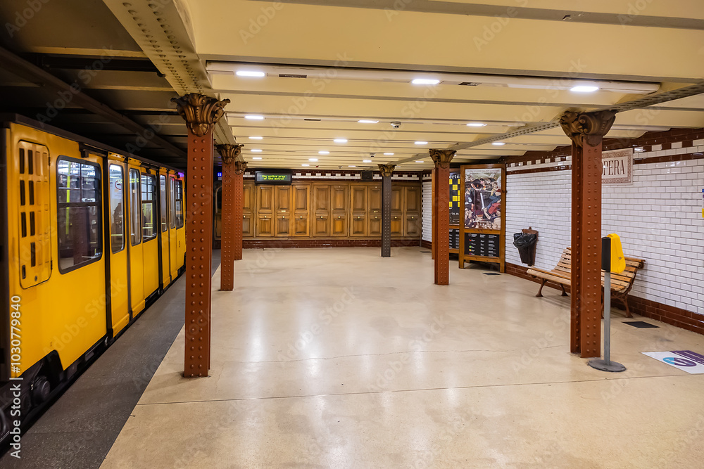 Interior of metro station Opera of Yellow M1 (Millennium Underground ...