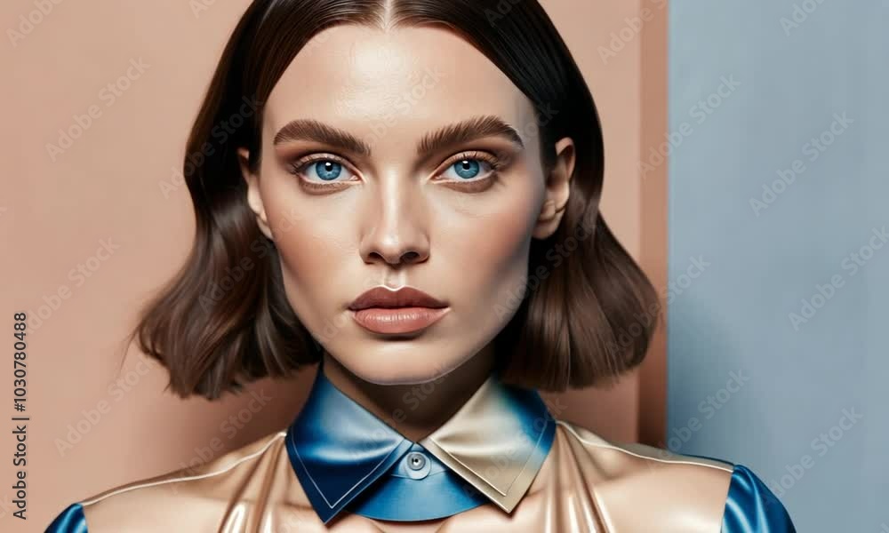 Elegant model showcases contemporary fashion in a studio setting with a ...