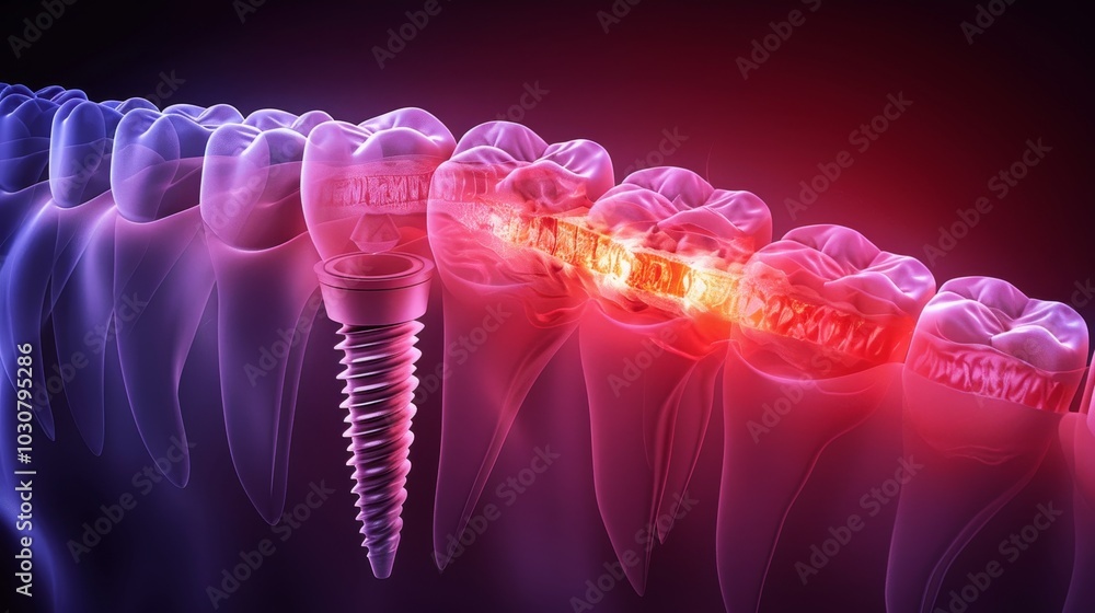 3D Illustration Of Dental Implant Replacing A Molar. Tooth Replacement ...