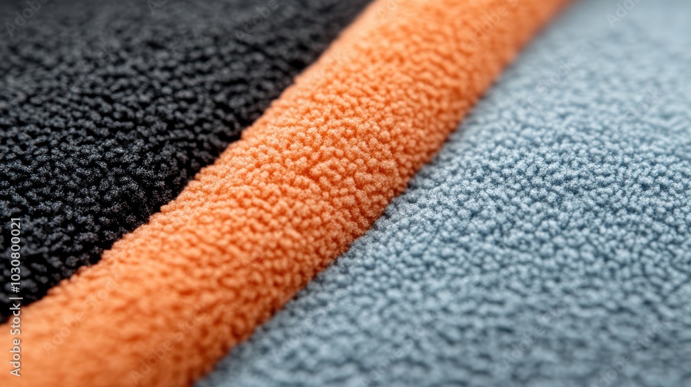 Textured Fabric Swatches: Close-up of three luxurious fleece fabrics in ...