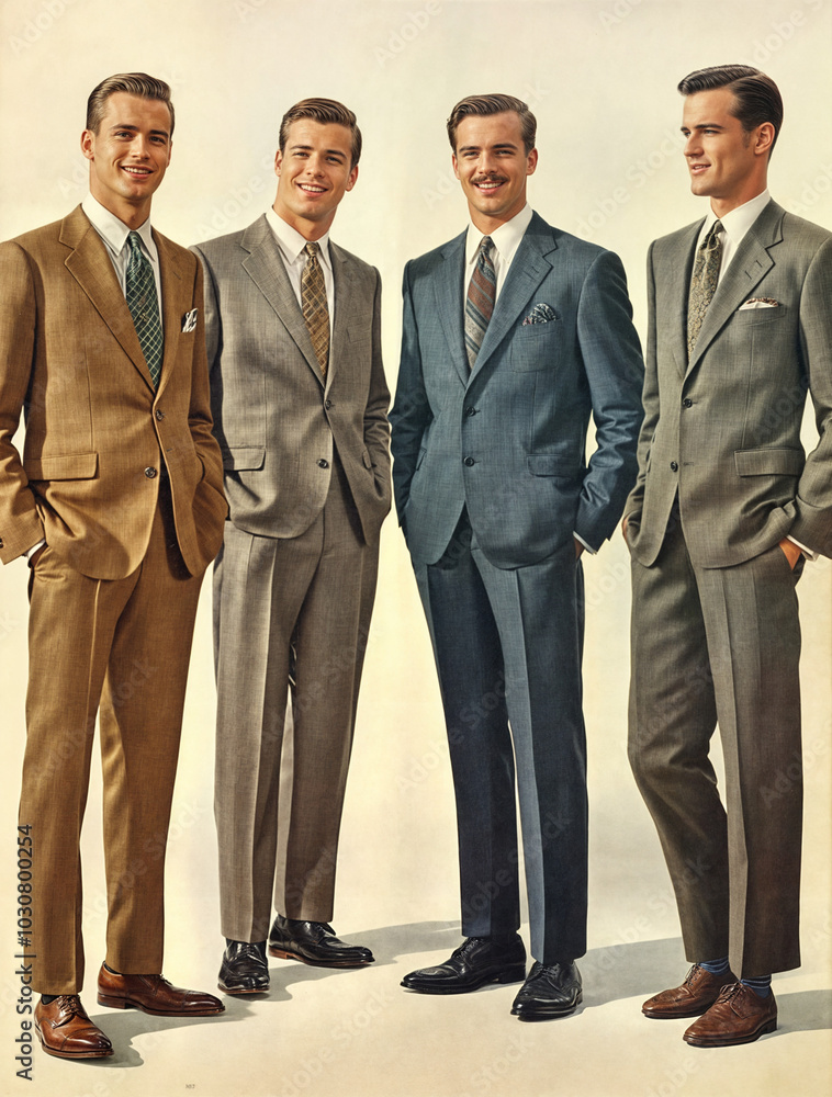 Vintage Fashion Advertisement from the 1960s Featuring Men in Suits ...