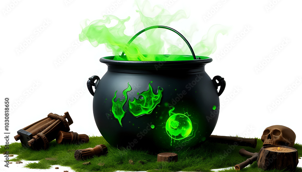 Isolated Witch Cauldron with Toxic Contents: White PNG Format Stock ...