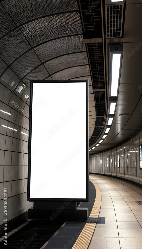 Horizontal blank advertising banners posters mockup in underground ...