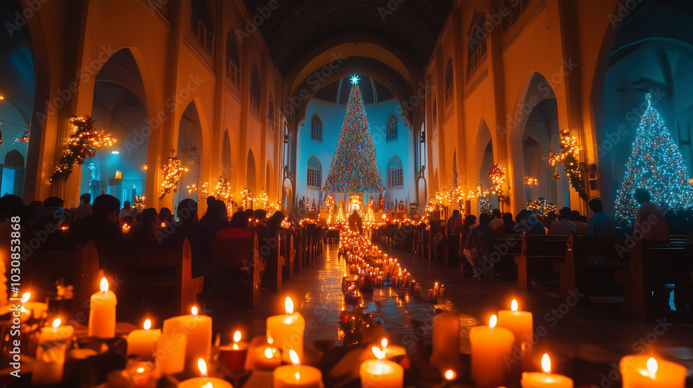 Midnight mass in big cities in India, churches decorated with huge ...