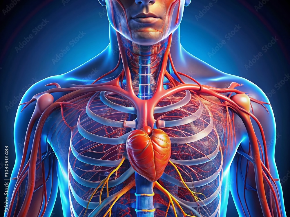 Detailed Cardiovascular System Drawing for Educational Purposes ...