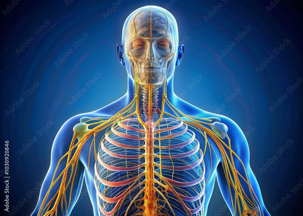 Detailed Drawing of the Human Nervous System for Education, Anatomy ...