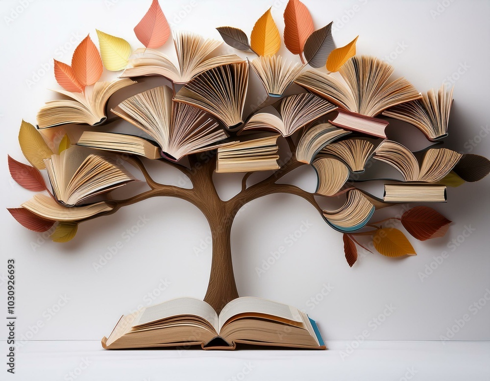 Photo & Art Print Arbol de sabiduria creciendo entre las páginas de un ...