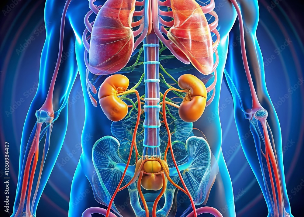Detailed Illustration of the Excretory System in Humans - Anatomy and ...