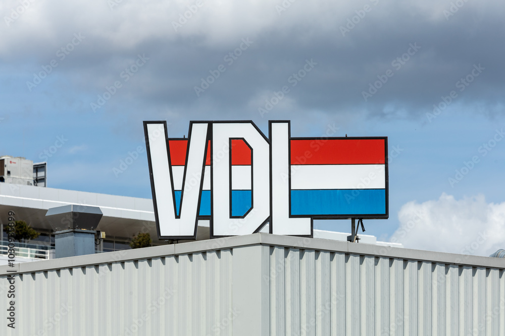 Eindhoven, the Netherlands. 26 June 2023. VDL logo sign. The VDL ...