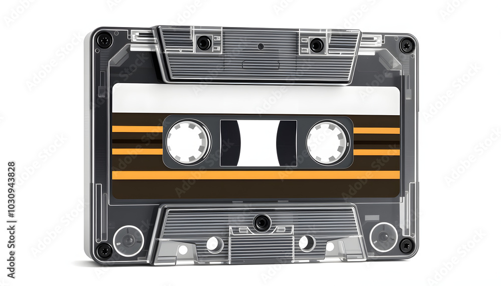 Blank cassette tape box design mockup, isolated, profil side view ...