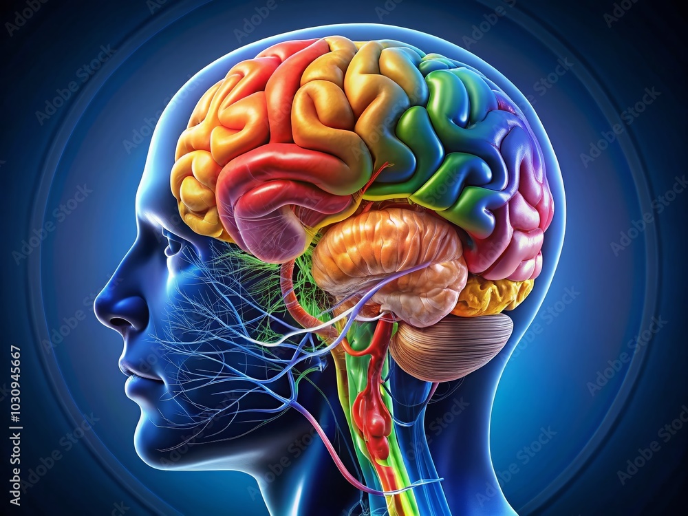 Detailed Labeled Diagram of Internal Brain Structures for Educational ...