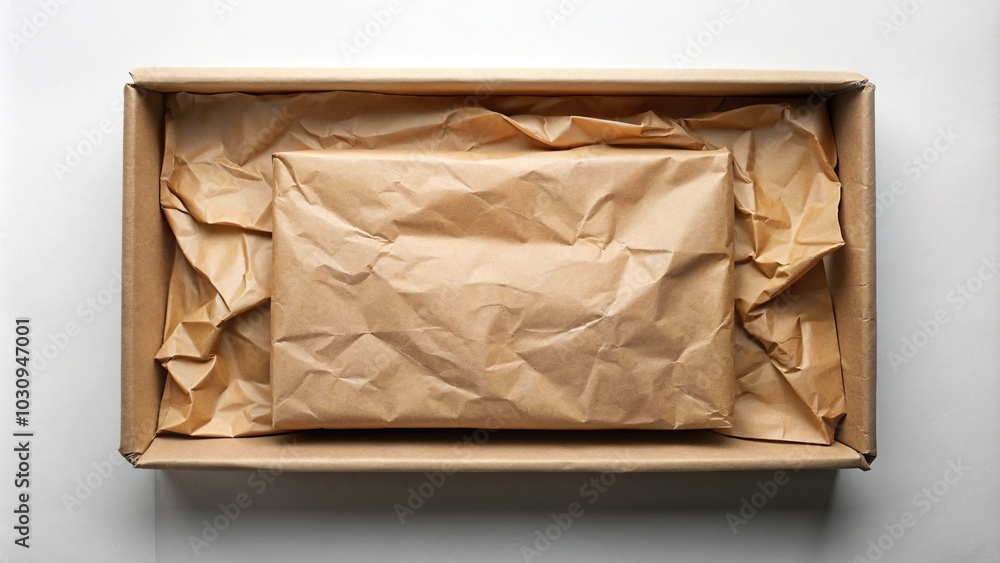 Symmetrical mailer box and wrinkled wrapping paper mockup Stock ...