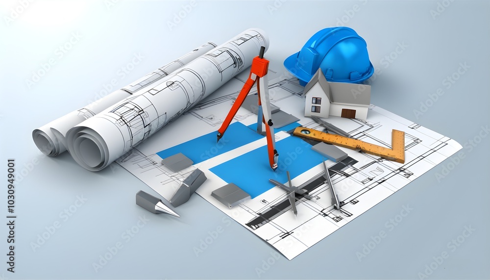 Architectural planning and design visualization for a building project ...