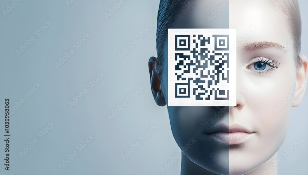 A person s face morphing into a QR code, emphasizing data ownership and ...